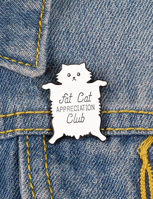 Fat Cat Appreciation Club White Enamel Pin Badge P14 – BOONBOON