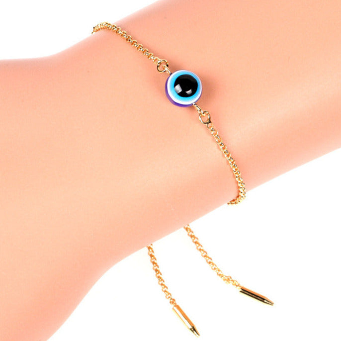 Gold Tone Bracelet With Resin Evil Eye B26 – BOONBOON