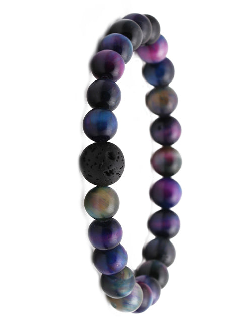 Crystal Agate & Lava Stone Beaded Bracelet B10 – BOONBOON