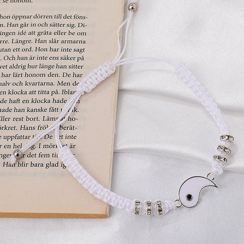 X2 Alloy/Cord White & Black Adjustable Ying Yang Bracelets B19 – BOONBOON