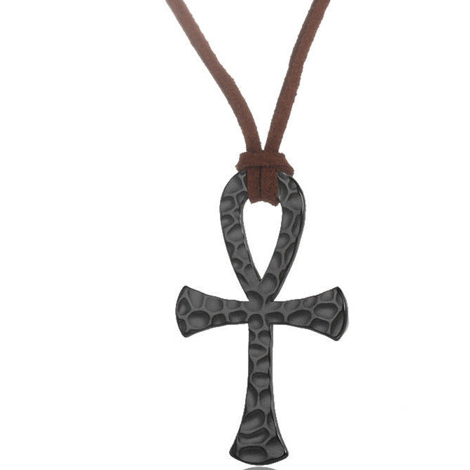 Black Metal Ank on Brown Suede Cord N50 – BOONBOON